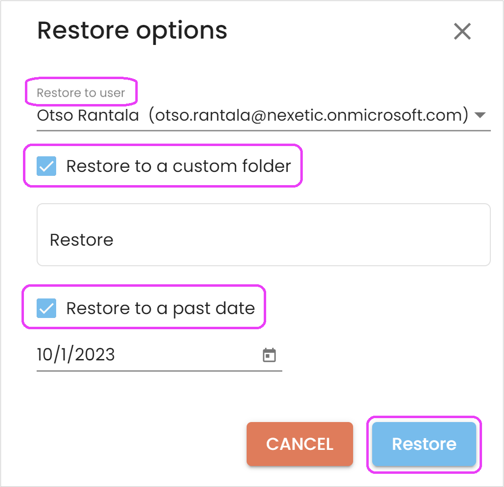 How to restore Exchange emails – Nexetic Support