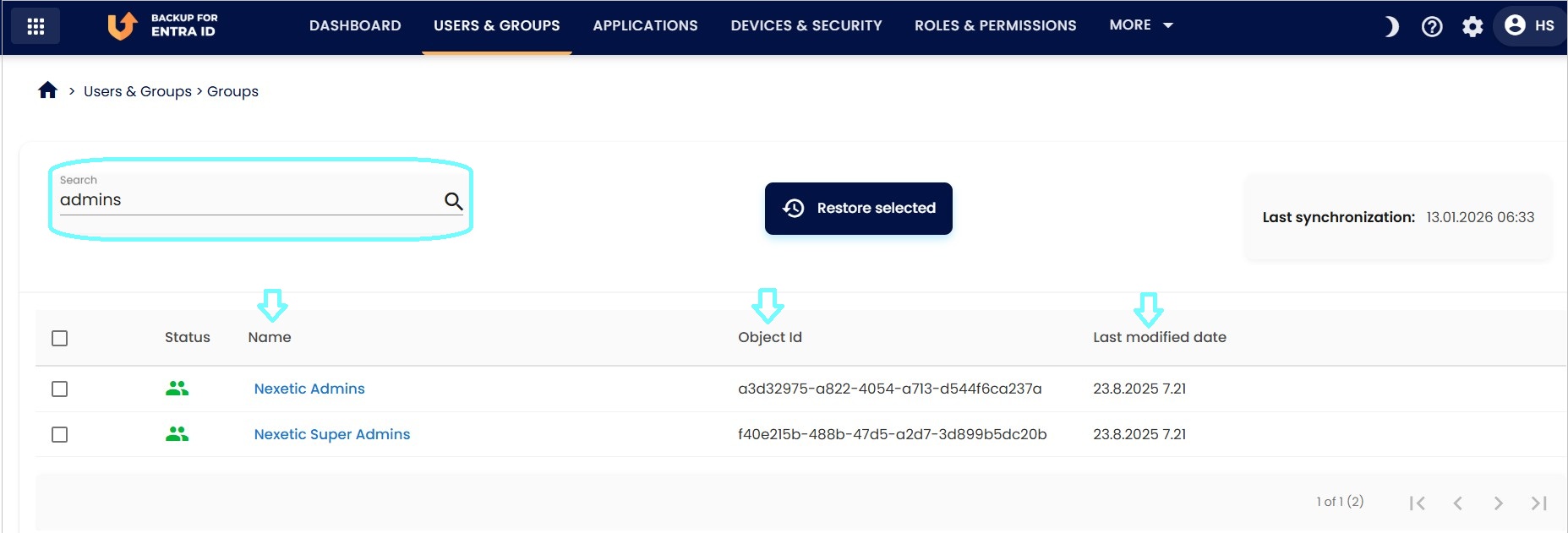 How to restore Groups from Entra ID backup – Nexetic Support